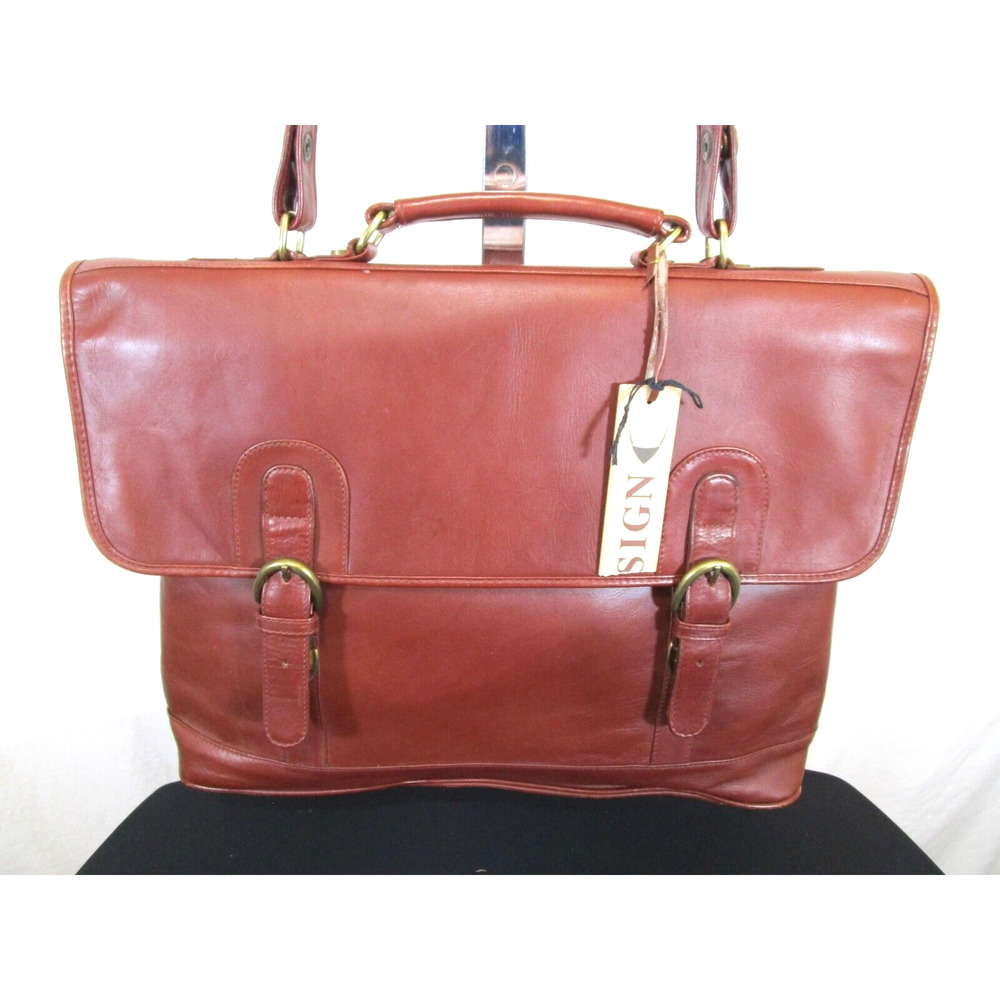 New Hidesign Brown Leather Briefcase Messenger Should… - Gem